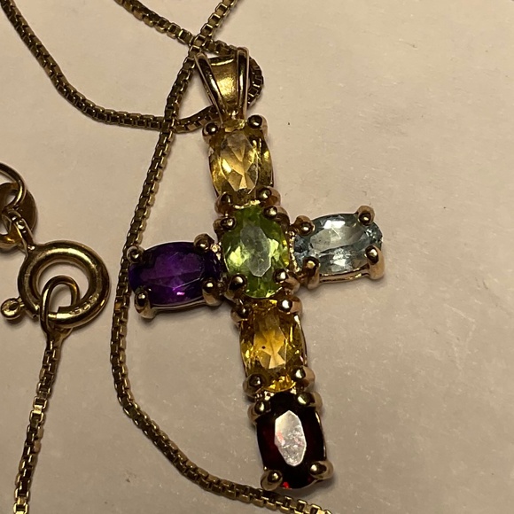 Jewelry | Sterling Silver Multi Stone Gem Cross Cross Is 1 18 Inches ...